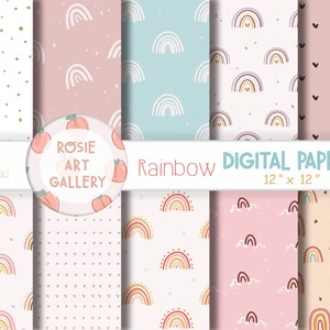Digital Paper | Rainbow Clipart | Boho Rainbow Seamless Patterns ...