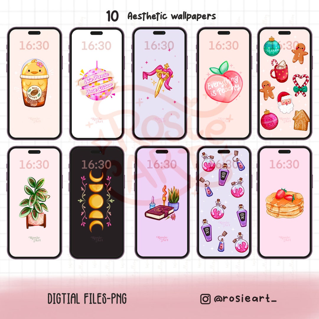 Cute Hand Painted Phone Wallpaper for Ios / Ipados / Android - Digital ...