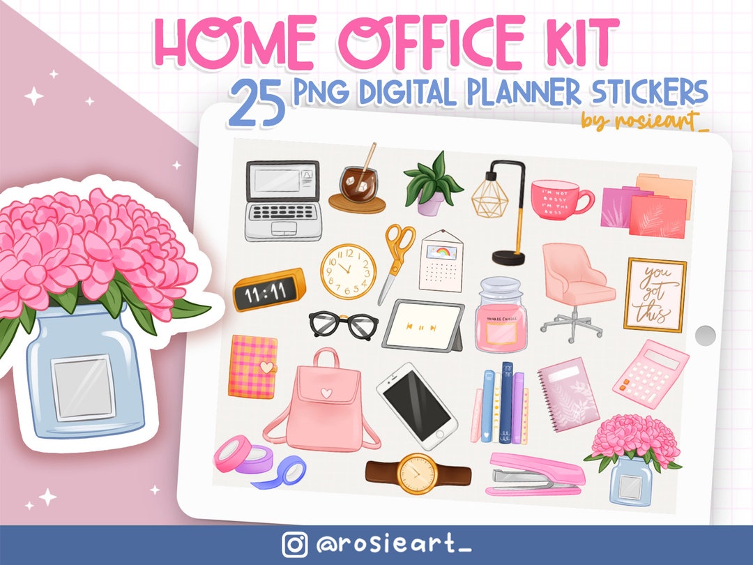 HOME OFFICE DIGITAL Stickers Set for Digital Planner, Study Clip Art ...