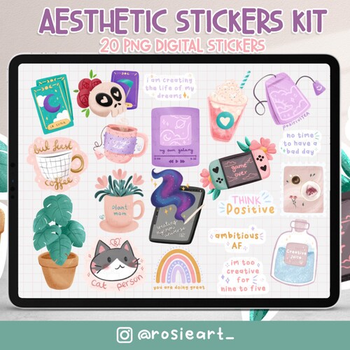 DIGITAL AESTHETIC STICKERS Set for Digital Plannerclip Art - Etsy