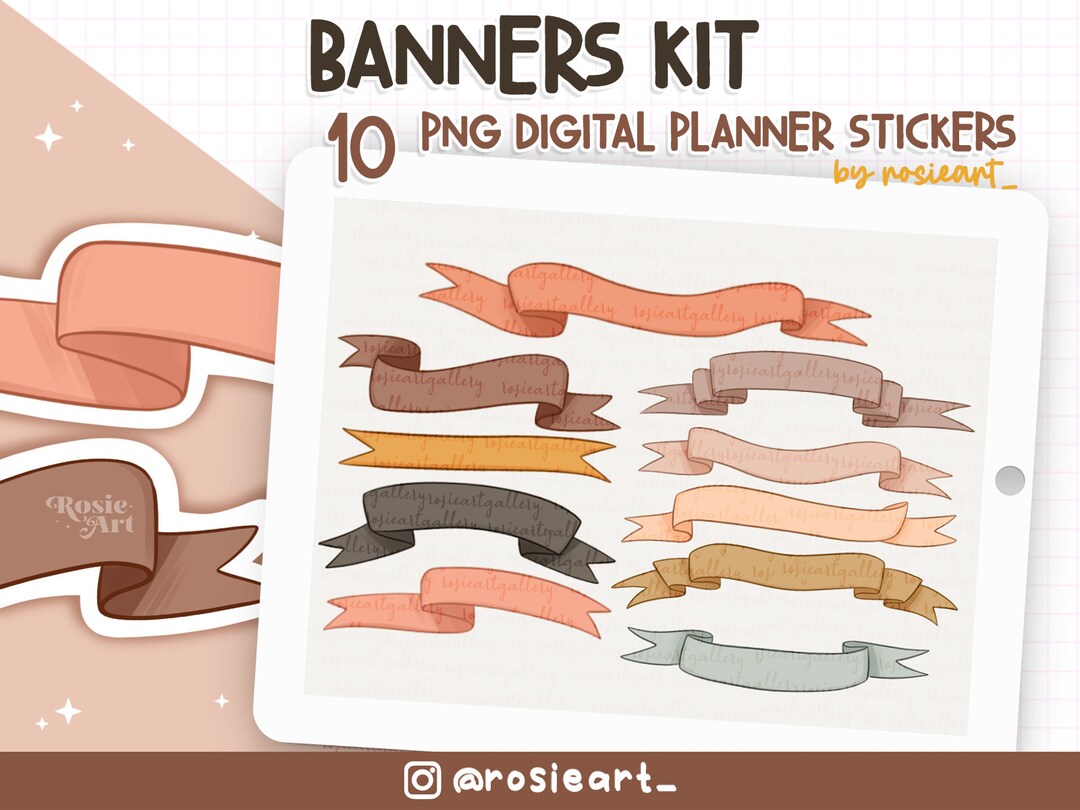 BANNER DIVIDER DIGITAL Stickers Set for Digital Plannerclip - Etsy