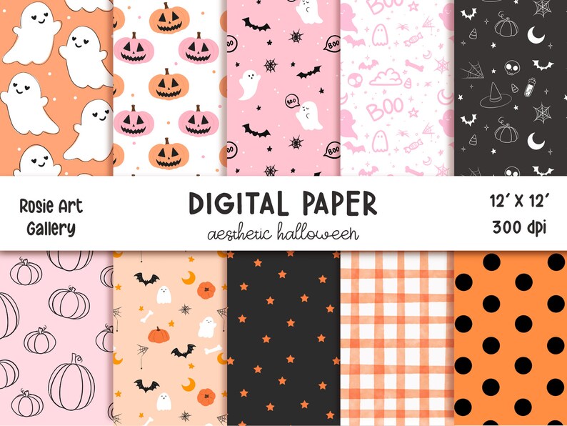 Aesthetic Halloween Digital Paper Scrapbook Papers Wallpaper - Etsy