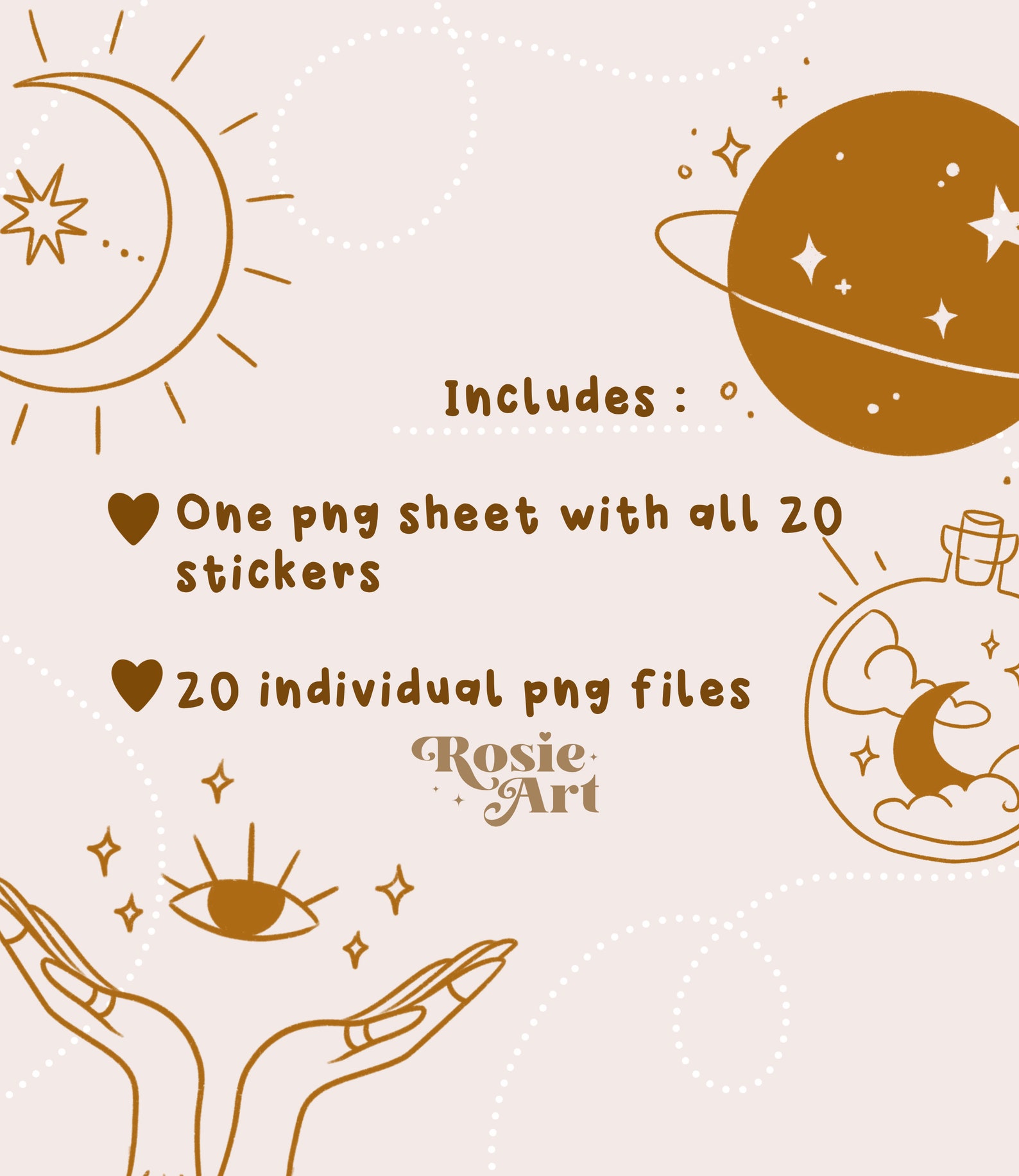 DIGITAL CELESTIAL Stickers Set for Digital Planner Clip Art | Etsy