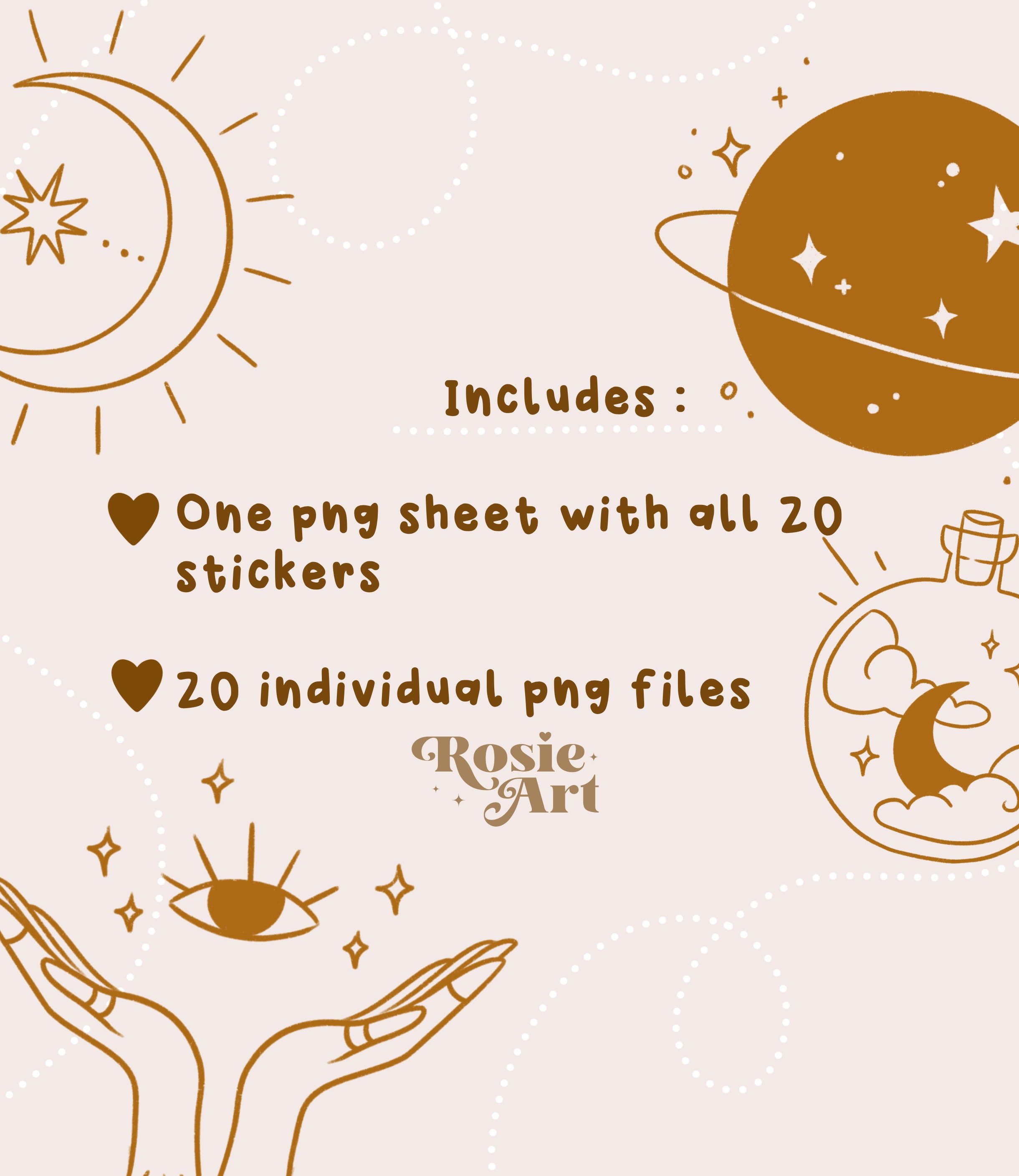 DIGITAL CELESTIAL Stickers Set for Digital Planner Clip Art | Etsy