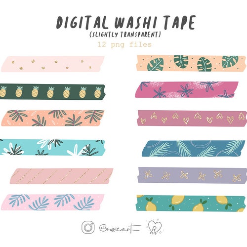 Digital Washi Tape Stickers for Goodnotes Notability - Etsy