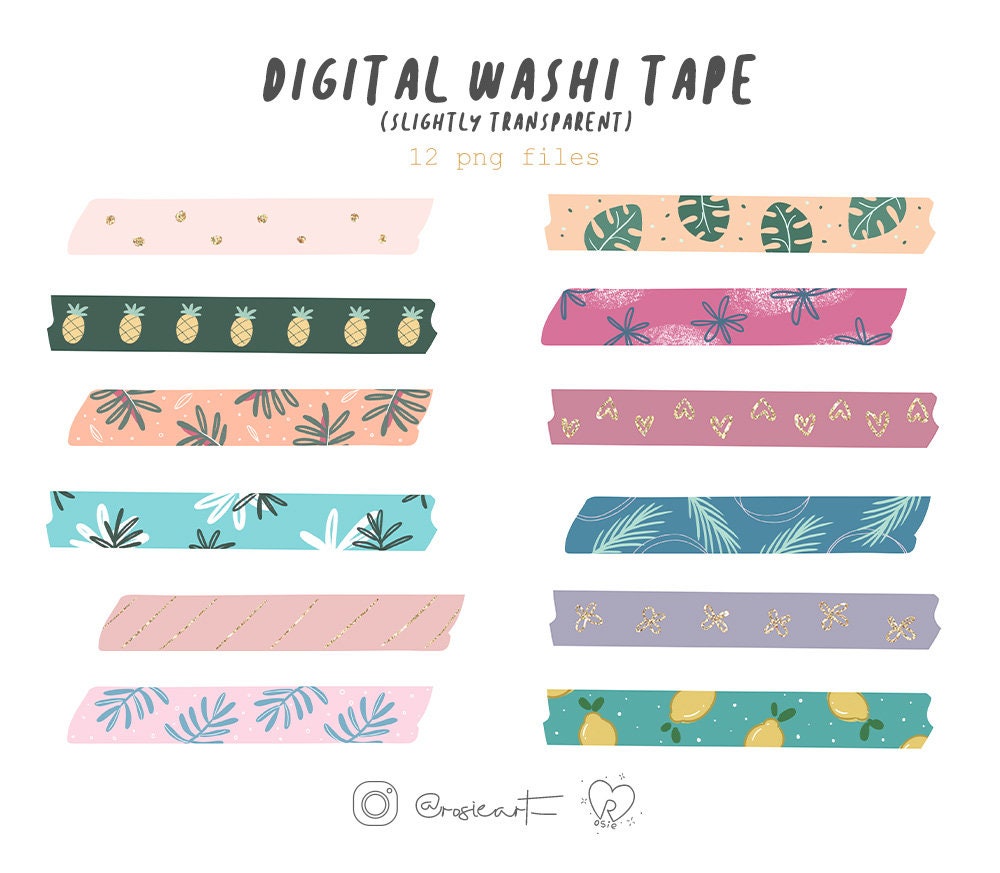 Digital Washi Tape Stickers for GoodNotes Notability | Etsy