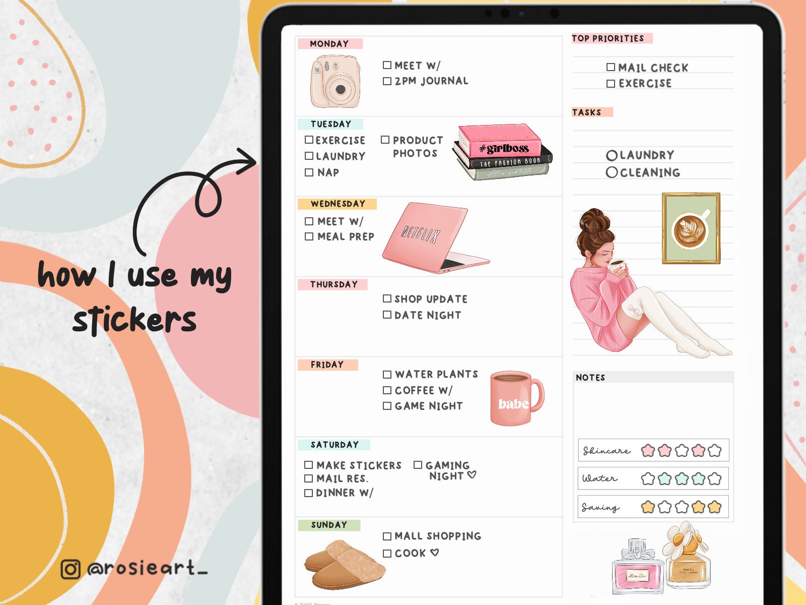 COZY GIRLS NIGHT Stickers Set for Digital Plannerclip Art - Etsy