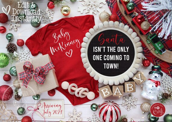 Christmas Pregnancy Announcement Digital | Holiday Baby Announcement ...