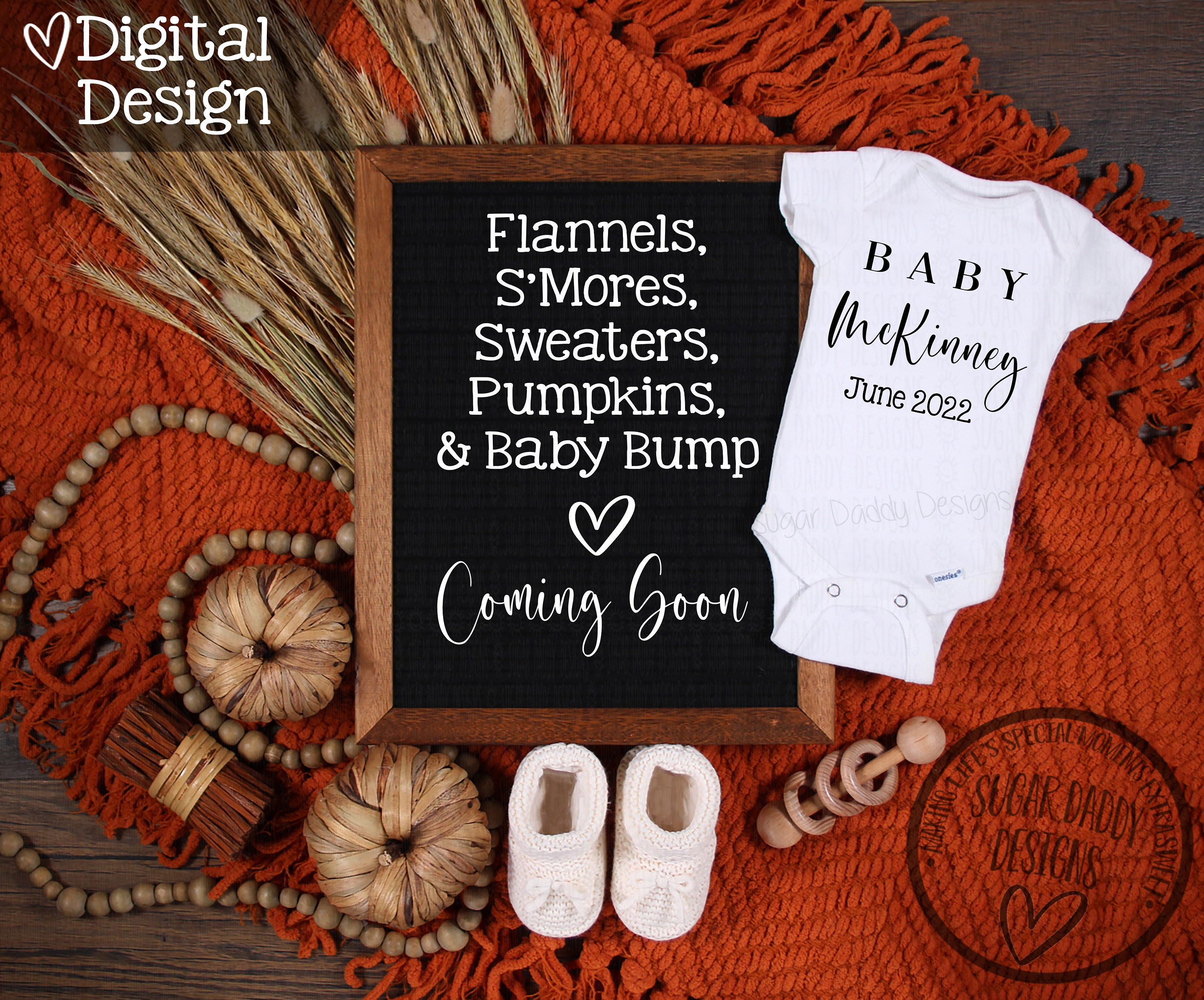 Fall Pregnancy Announcement Social Media Idea Gender | Etsy