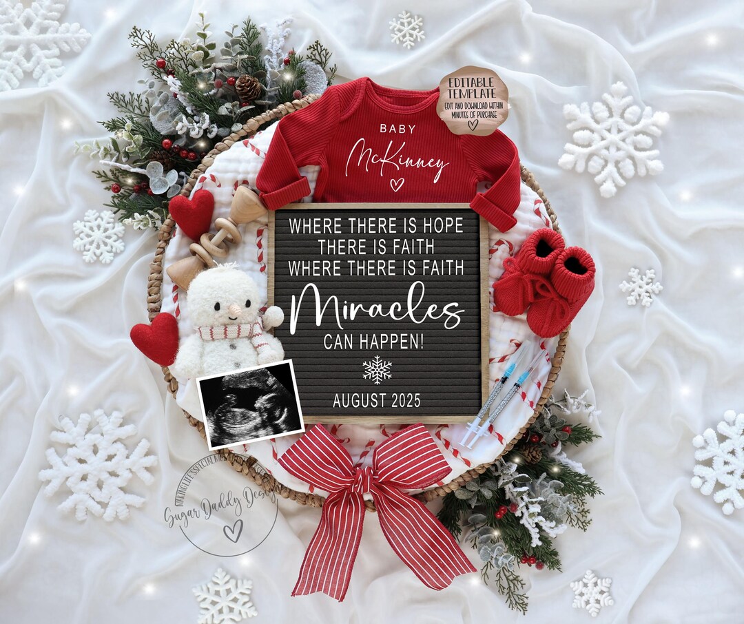 IVF Christmas Pregnancy Announcement Digital, Holiday IVF Editable ...