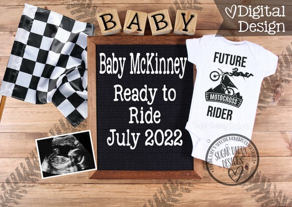 Motocross Digital Pregnancy Announcement | Dirt Bike Theme | New Rider | Social Media Digital ...