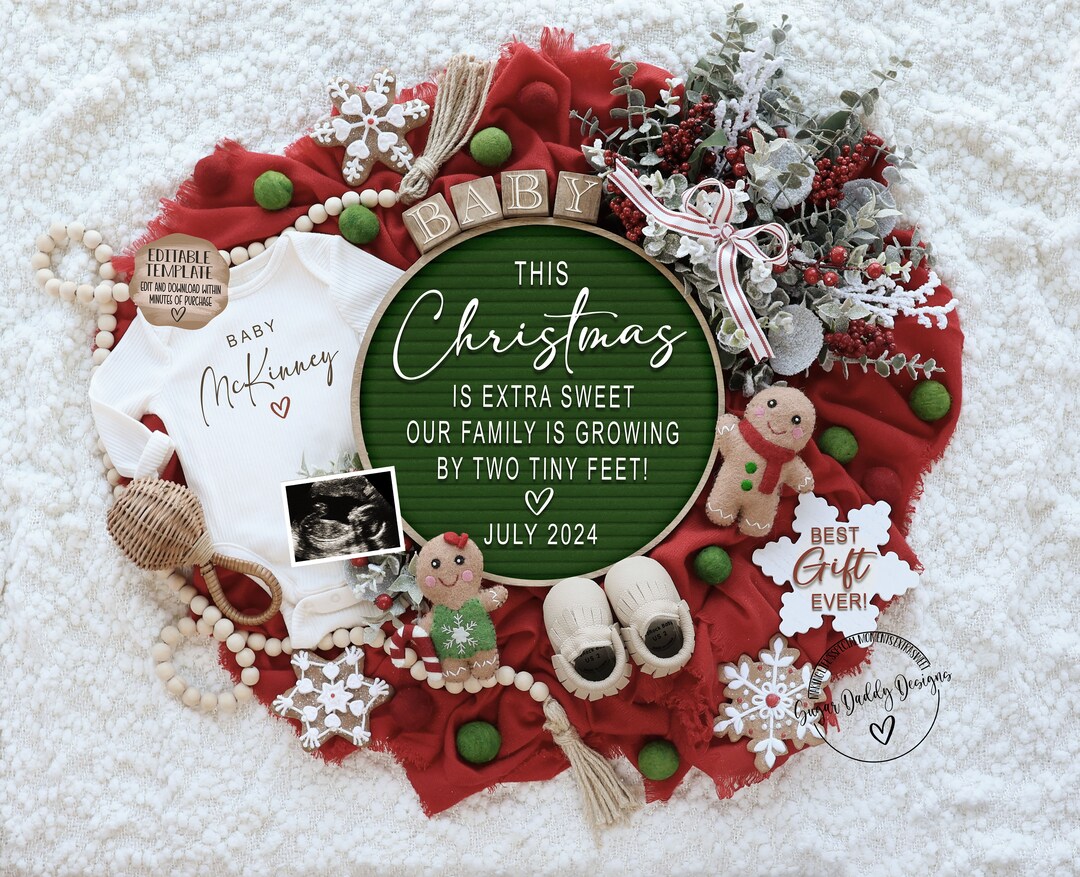 Christmas Digital Pregnancy Announcement, Gingerbread Baby Announcement ...
