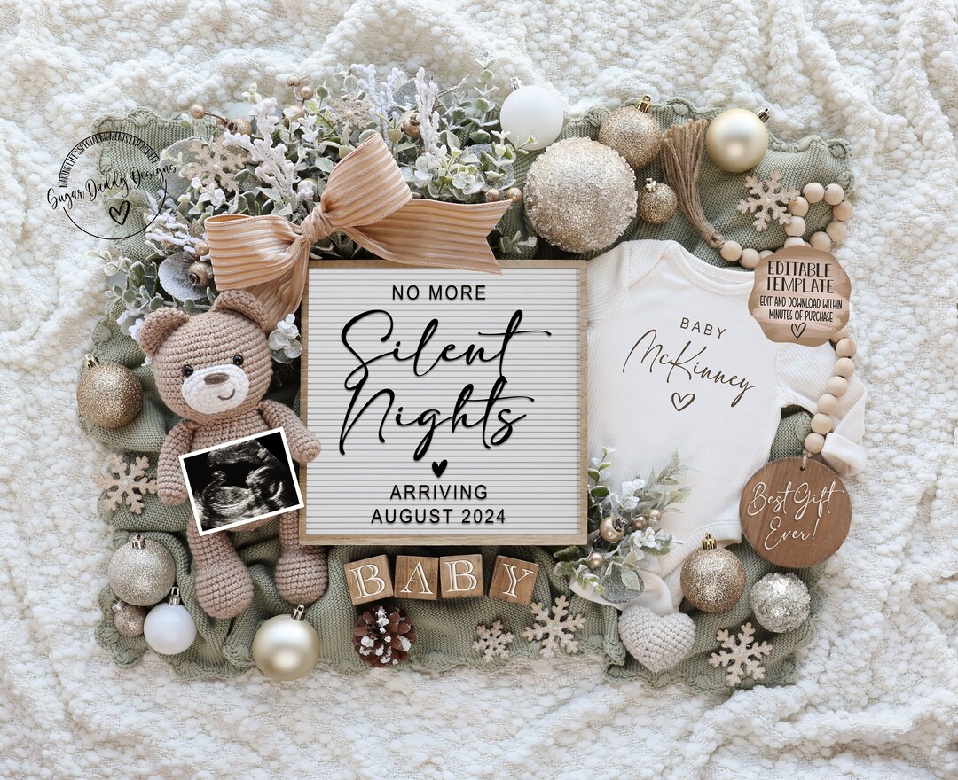 Christmas Pregnancy Announcement Digital Holiday Baby Reveal, Gender ...