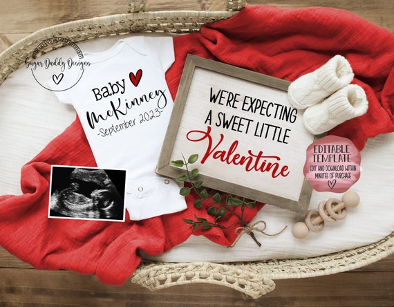 Valentines Day Digital Pregnancy Announcement \ Baby Announcement ...