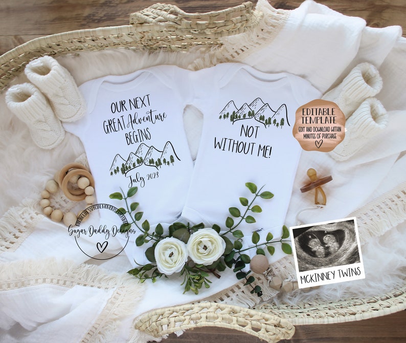 Our Next Great Adventure Twin Announcement Editable Template - Etsy