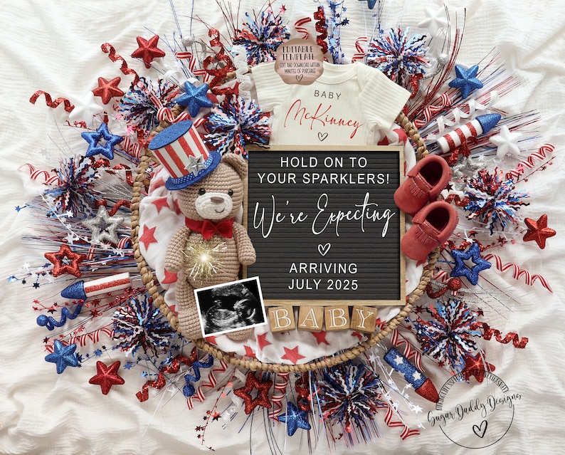 4th of July Pregnancy Announcement, Patriotic Baby Reveal (digital) - Etsy