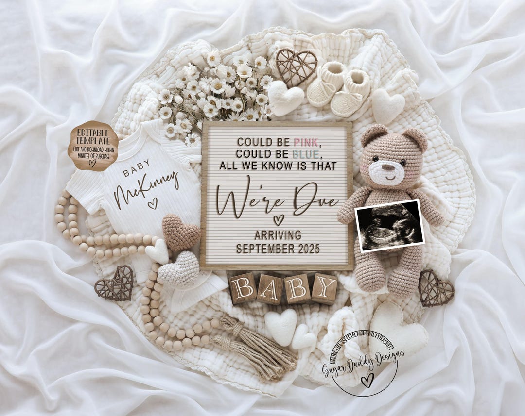 Gender Neutral Pregnancy Announcement: Editable Social Media Template ...