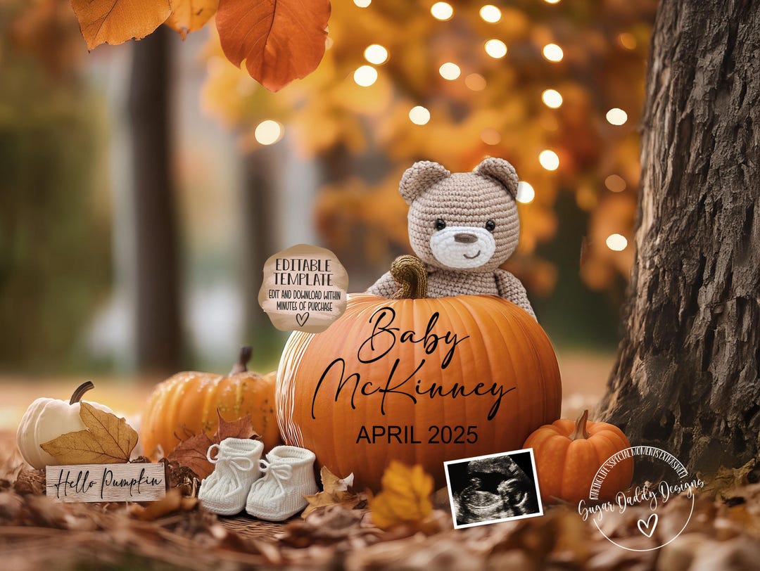Fall Pregnancy Announcement Digital, Autumn Baby Announce, Gender Boy ...