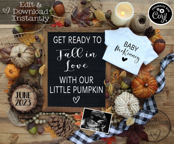 Fall Pregnancy Announcement Editable Template Digital | Autumn Baby ...
