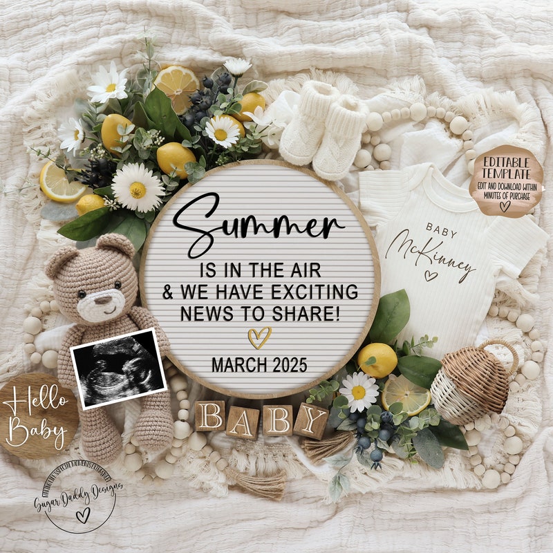 Summer Pregnancy Announcement - Etsy
