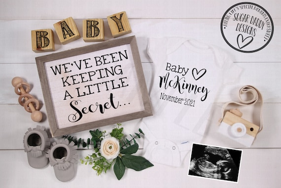 We've Been Keeping a Secret Digital Pregnancy Announcement | Custom ...