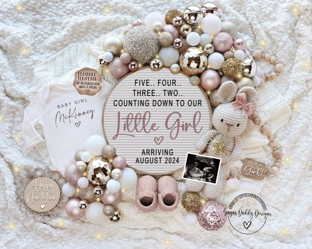 New Year's Girl Digital Gender Announcement for Social Media, It's a ...