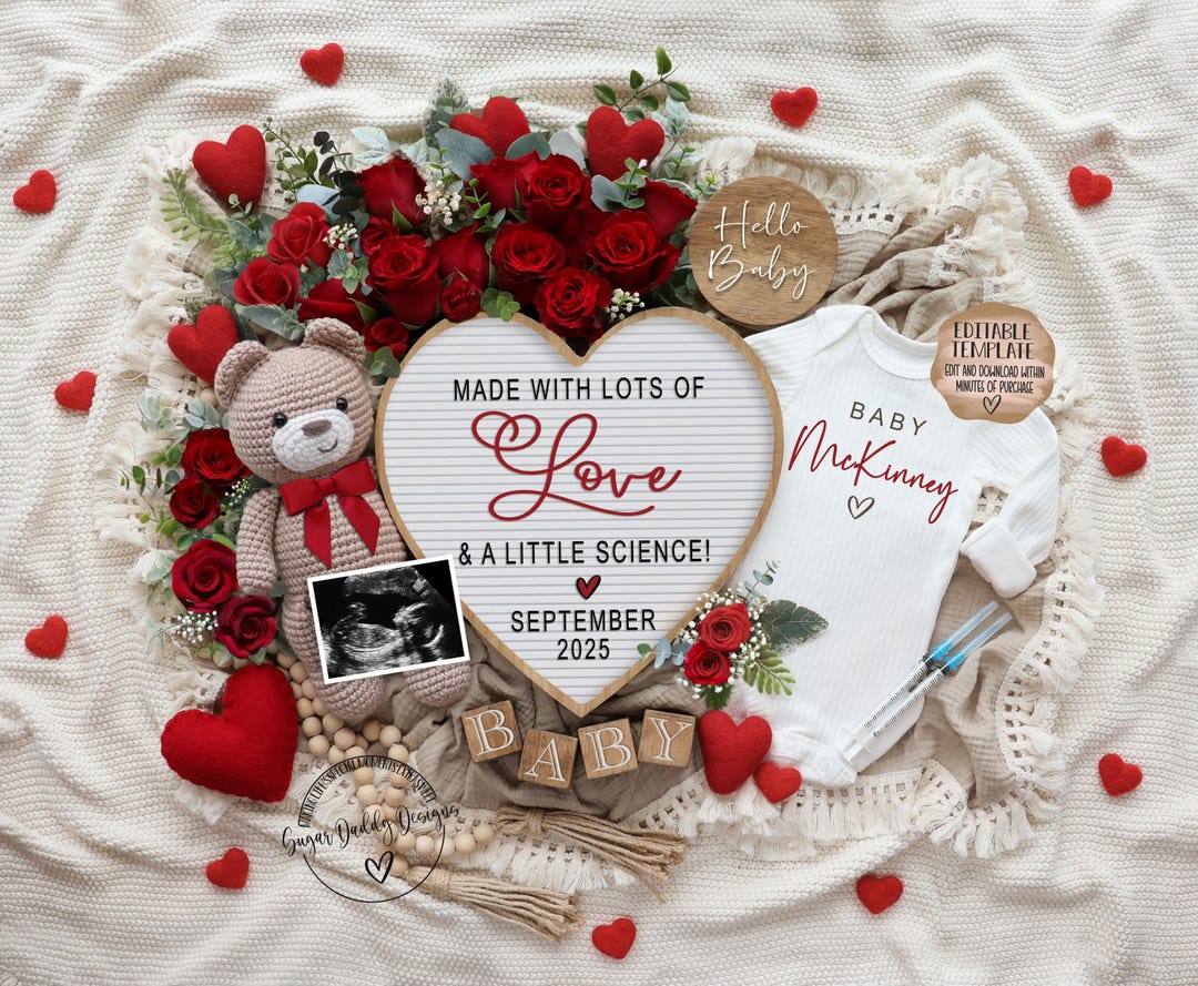 IVF Valentine Baby Announcement: Editable Gender Neutral Template ...
