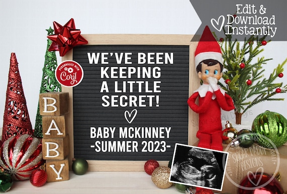Funny Christmas Pregnancy Announcement Digital | Surprise Baby ...