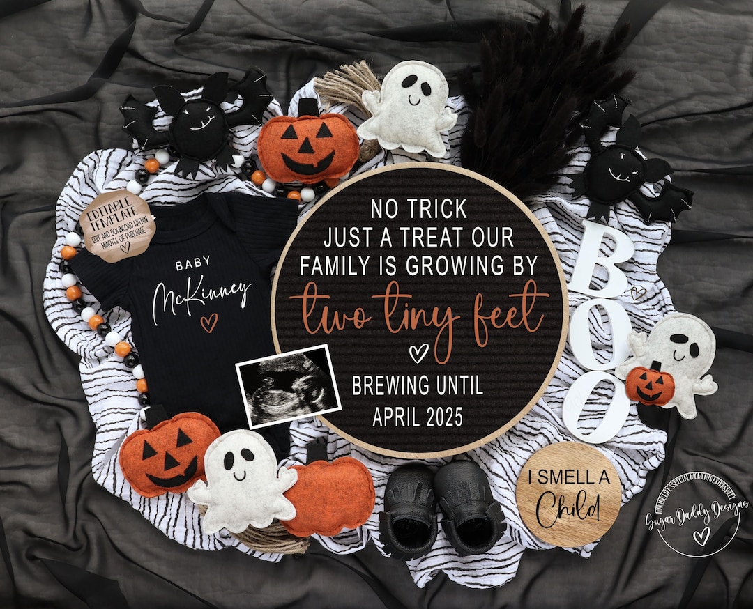 Halloween Digital Pregnancy Announcement, New Little Boo, Halloween ...