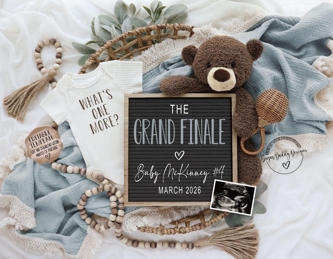 Grand Finale Digital Pregnancy Announcement • Last Baby Reveal Template ...