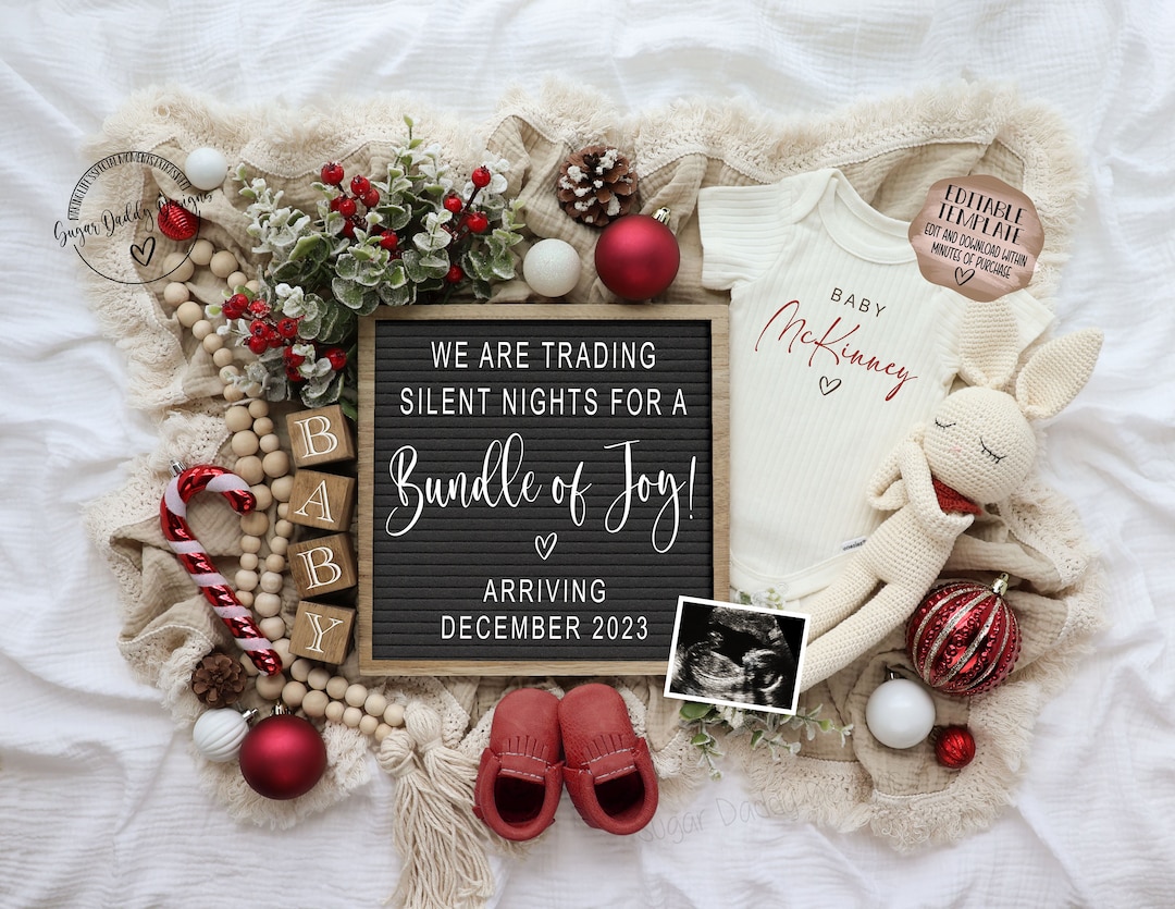 Christmas Pregnancy Announcement: December Baby, Gender Neutral ...