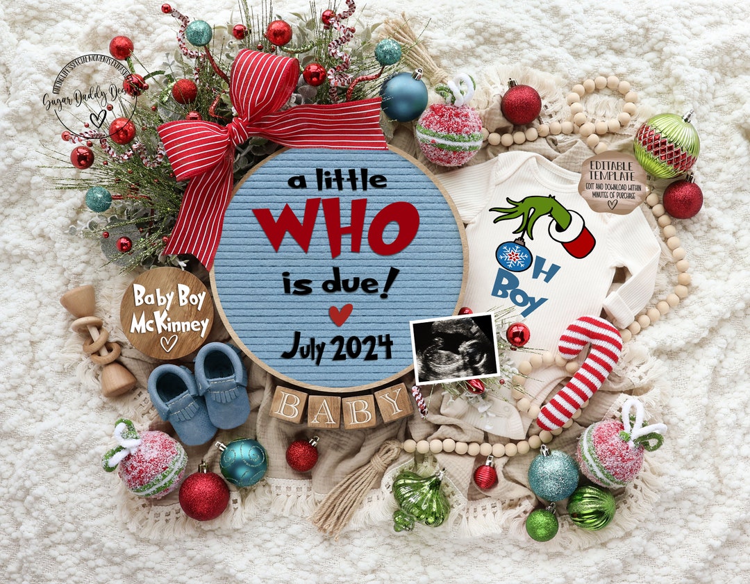 Christmas Boy Gender Reveal Digital, It's a Boy Grinch Baby ...