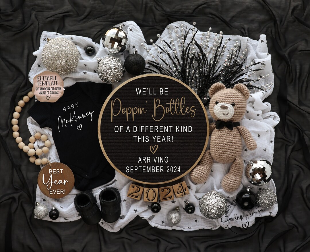 New Year Pregnancy Announcement Digital New Years Baby Announcement ...