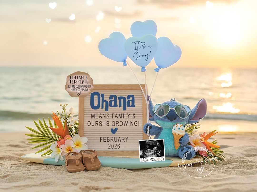Stitch Boy Pregnancy Announcement: Lilo & Stitch Gender Reveal (digital ...