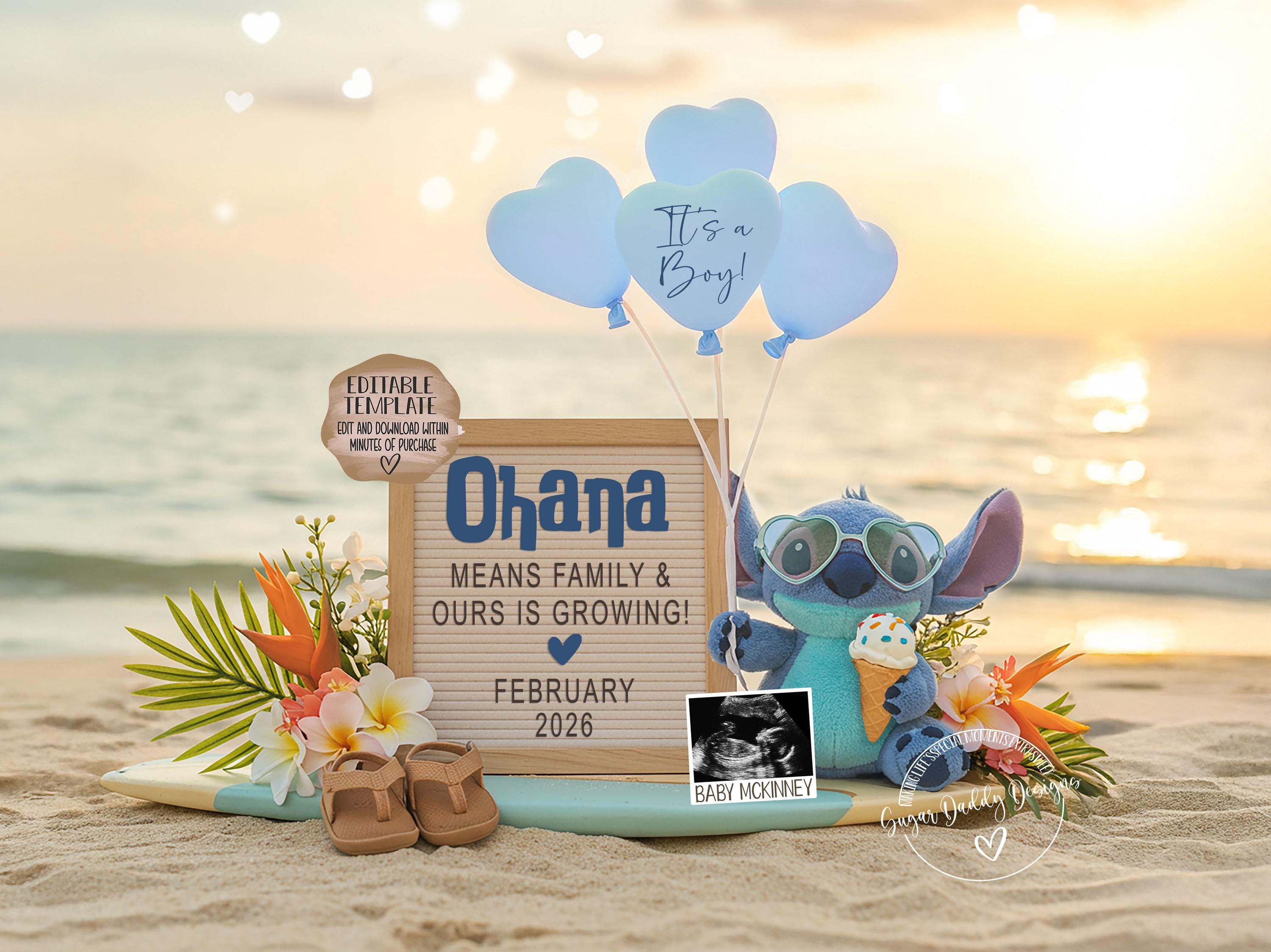 Stitch Boy Pregnancy Announcement: Lilo & Stitch Gender Reveal (digital ...