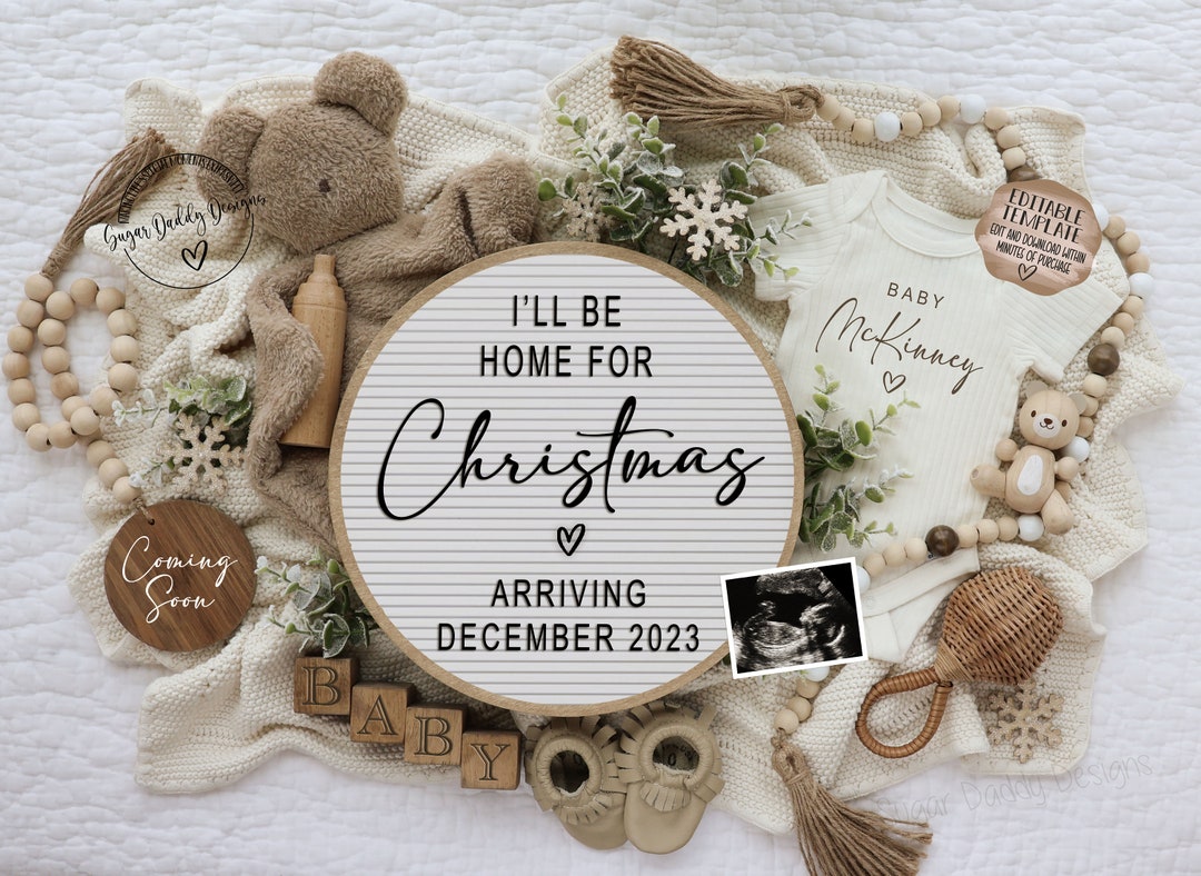 Christmas Pregnancy Announcement: December Due Date, Gender Neutral ...