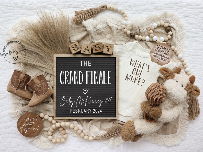 Fall Western Baby Announcement: Grand Finale, Cowboy Theme (digital ...