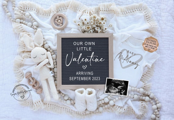 Neutral Valentine Digital Pregnancy Announcement \ Baby Announcement ...