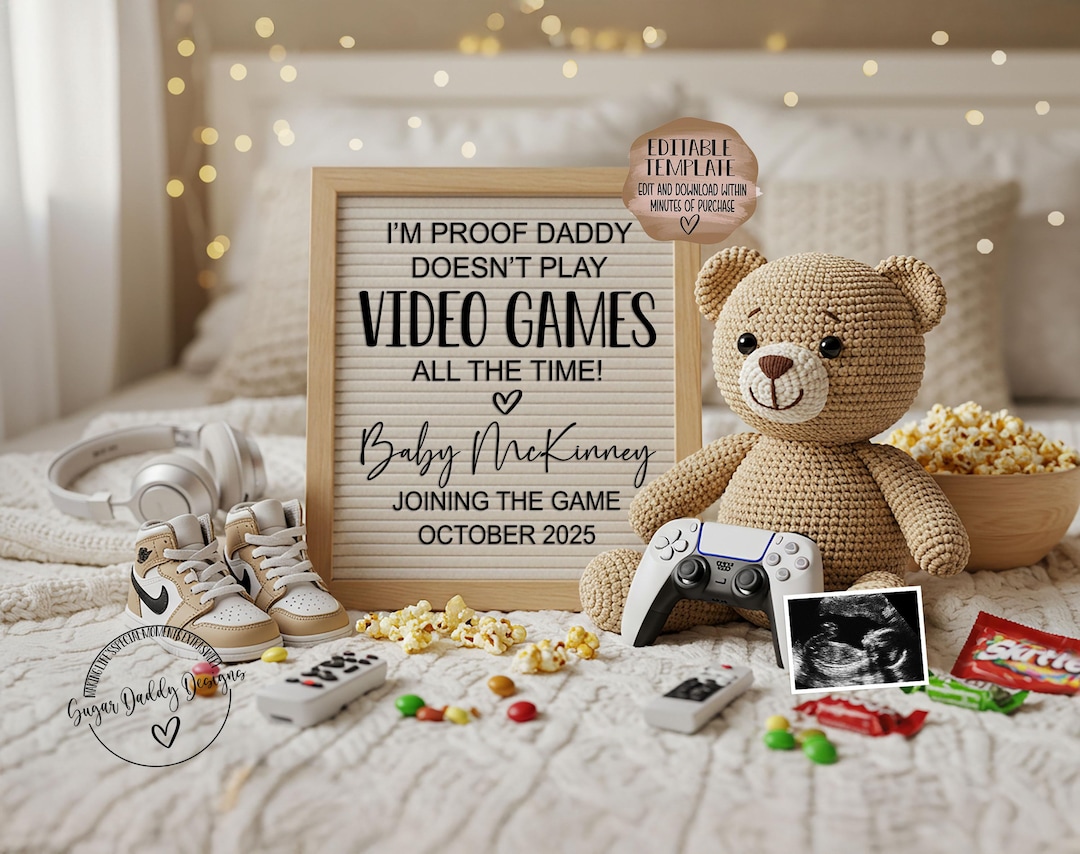 Video Game Pregnancy Announcement Template: Gamer Baby Reveal (digital ...