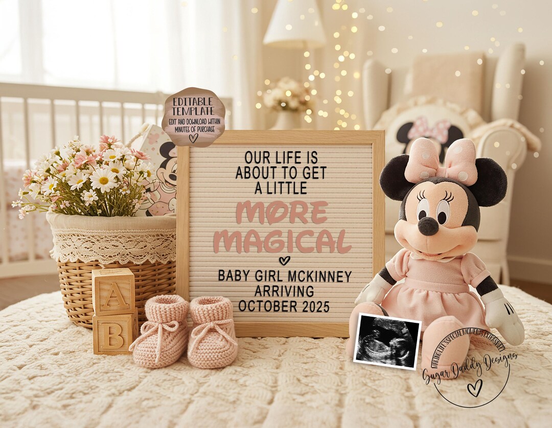 Minnie Mouse Pregnancy Announcement: Girl Social Media Template ...