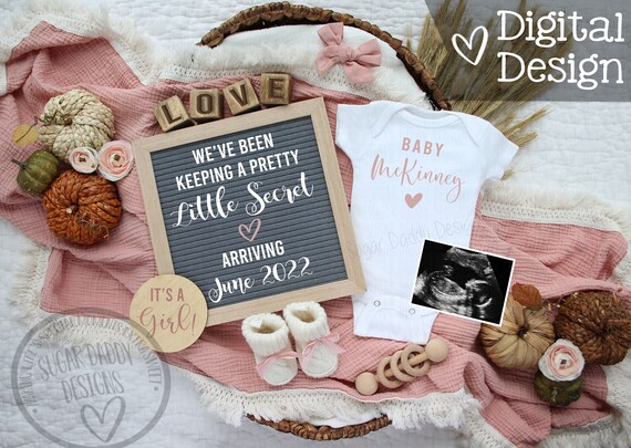 Fall It's a Girl Gender Reveal Baby Announcement | Girl Pregnancy ...