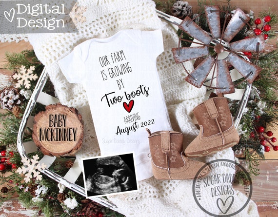 Farm Custom Pregnancy Announcement | Rustic Theme | Growing by Two ...