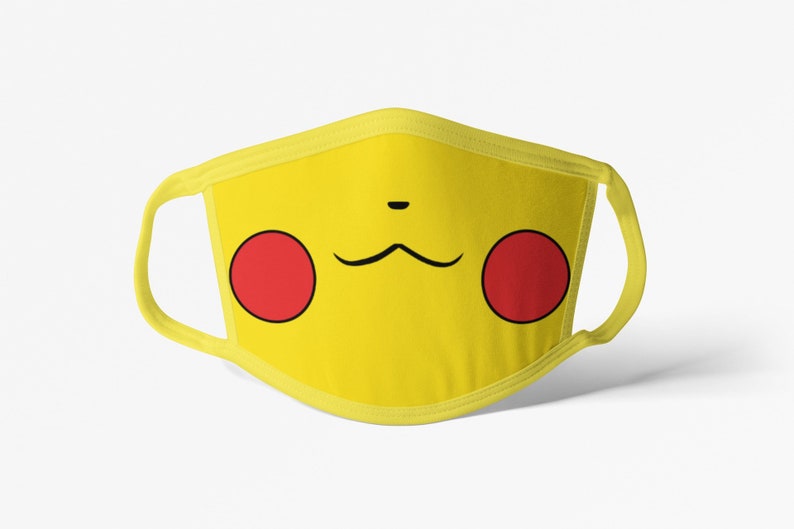 Pikachu Face Mask FREE Filters Included pokemon mask | Etsy