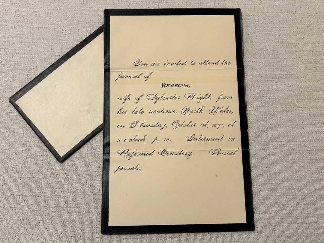 Antique Funeral Announcement and Invitation, North Wales, Pennsylvania ...
