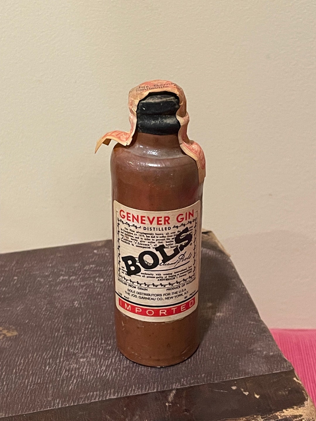 Erven Lucas Bols Miniature Genever Gin Stoneware Bottle 1/10 Pint ...