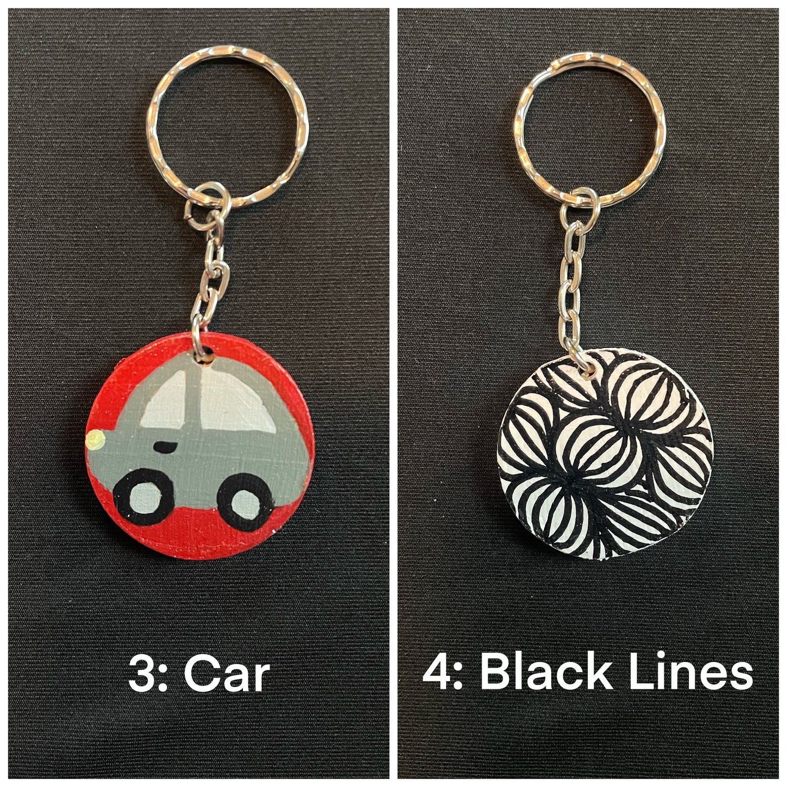 Hand Painted Keychain Small Wooden Keychain Keychain Acrylic Painted ...