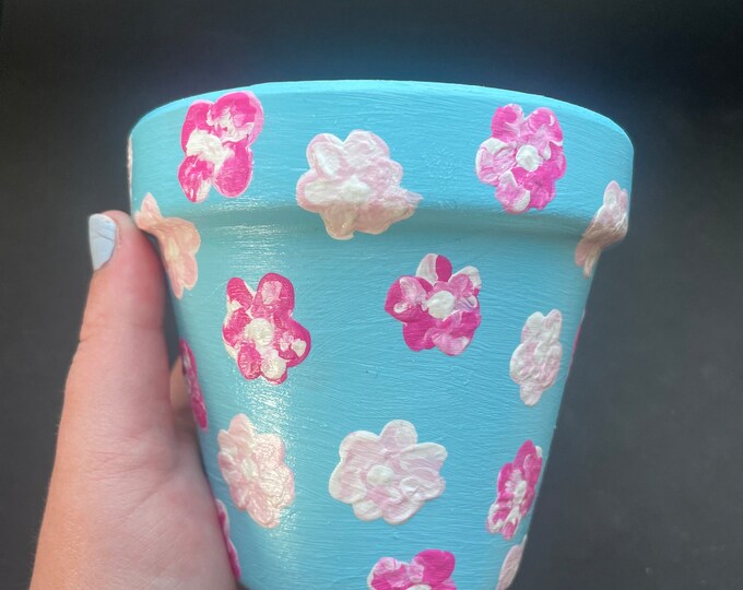 Painted Flower Pot | Ceramic Flower Pot | Hand Painted | Abstract Art ...