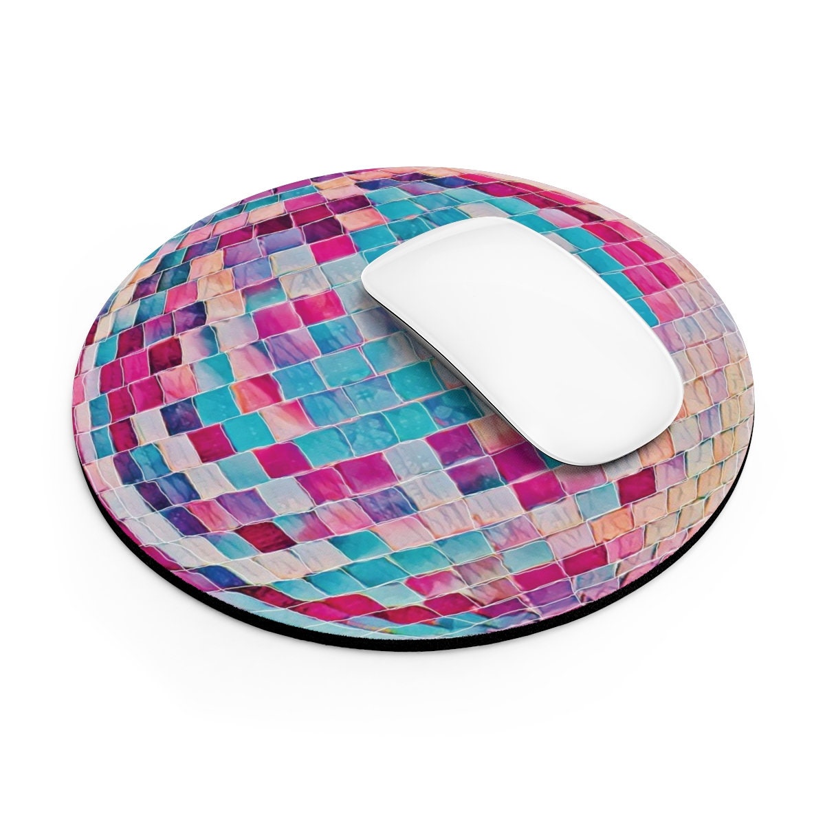 Colorful Painted Disco Ball Mouse Pad: Retro Glam for Desk Setup ...
