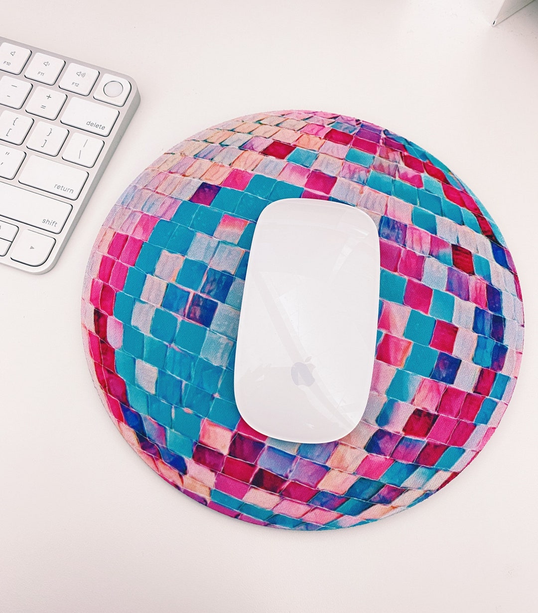 Colorful Painted Disco Ball Mouse Pad: Retro Glam for Desk Setup ...