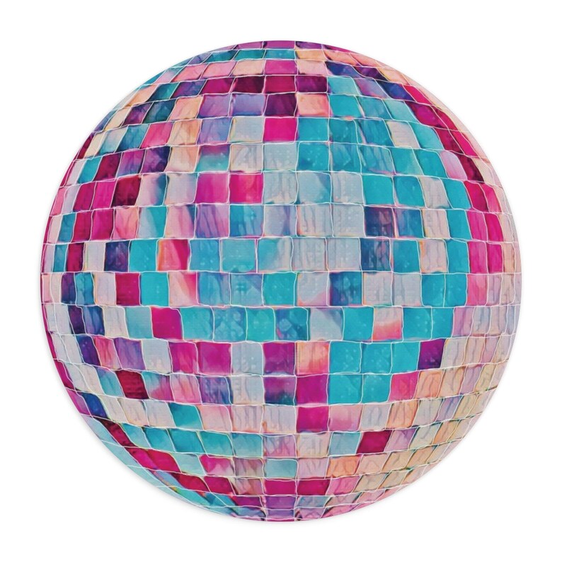 Colorful Painted Disco Ball Mouse Pad: Retro Glam for Desk Setup ...